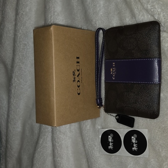 Coach | Bags | Coach Corner Zip Wristlet With Box And Coach Stickers ...